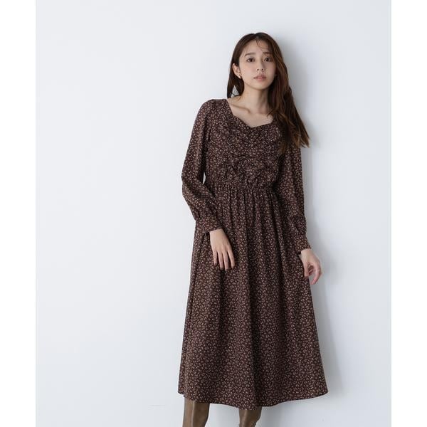 ナチュラルビューティーベーシック（NATURAL BEAUTY BASIC）/ミニフラワーシャーリングワンピース