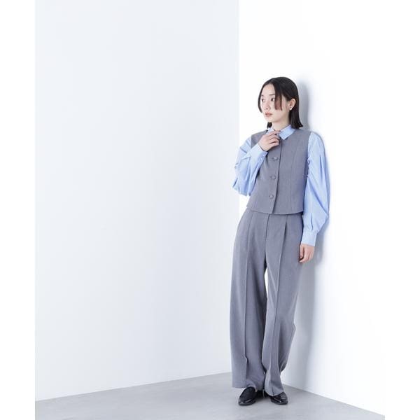 ナチュラルビューティーベーシック（NATURAL BEAUTY BASIC）/コンパクトベスト セットアップ ワイドストレートパンツ