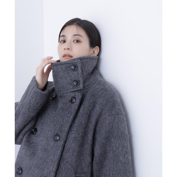 ナチュラルビューティーベーシック（NATURAL BEAUTY BASIC）/スタンドネックシャギーミディコート