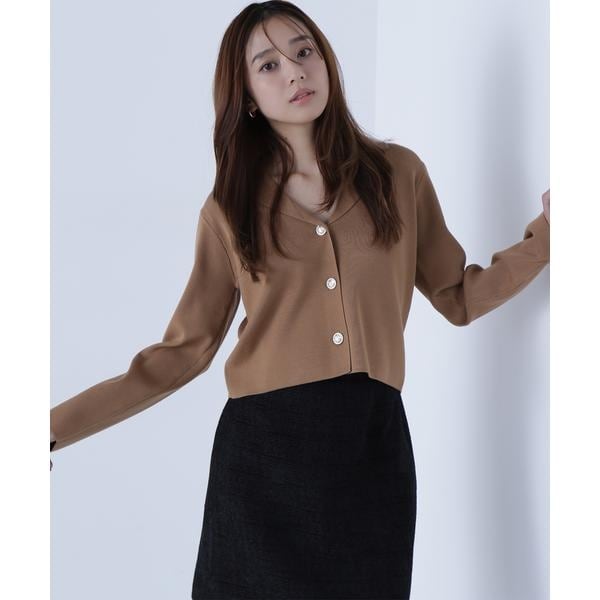 ナチュラルビューティーベーシック（NATURAL BEAUTY BASIC）/襟付きメタルボタンニットジャケット