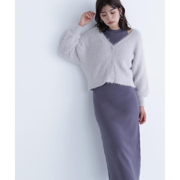 ナチュラルビューティーベーシック（NATURAL BEAUTY BASIC）/シャギーカーデセットニットワンピース