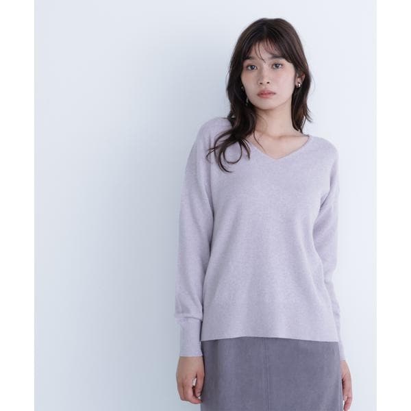 ナチュラルビューティーベーシック（NATURAL BEAUTY BASIC）/FOX混ジェントリーシリーズ Vネックニット