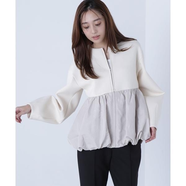 ナチュラルビューティーベーシック（NATURAL BEAUTY BASIC）/ダンボールドッキングペプラムブルゾン