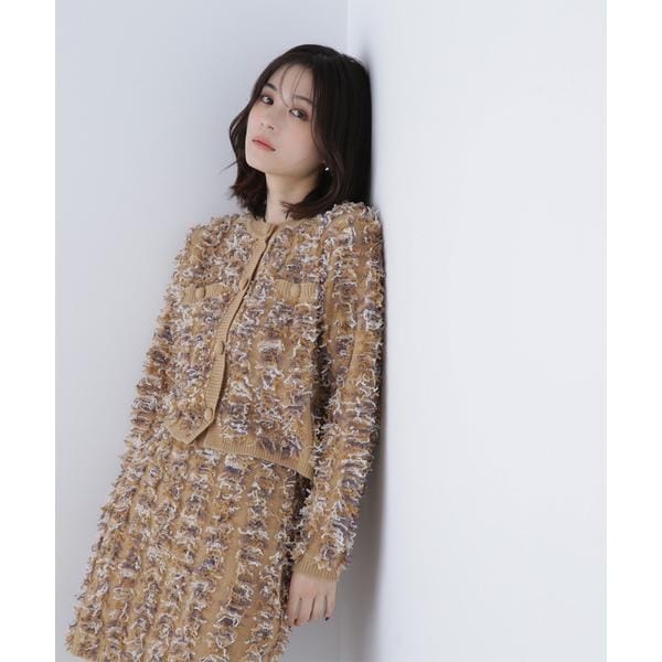 ナチュラルビューティーベーシック（NATURAL BEAUTY BASIC）/フリンジニット SETUP ツイードジャケット