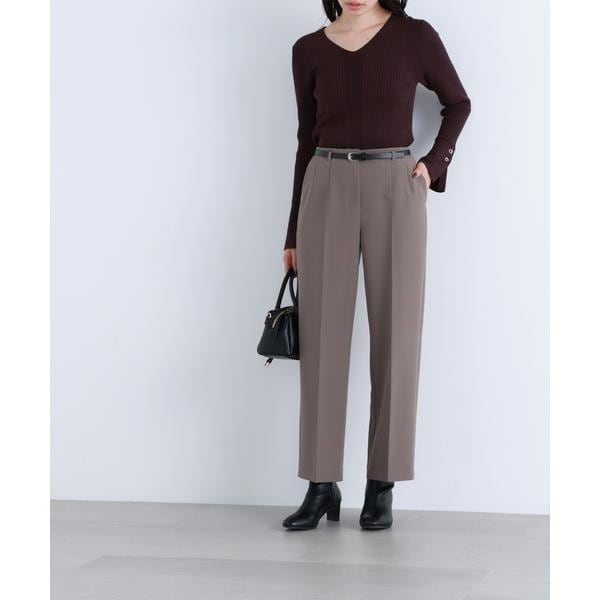 ナチュラルビューティーベーシック（NATURAL BEAUTY BASIC）/＜骨格ストレート＞ベルト付スリムストレートパンツ