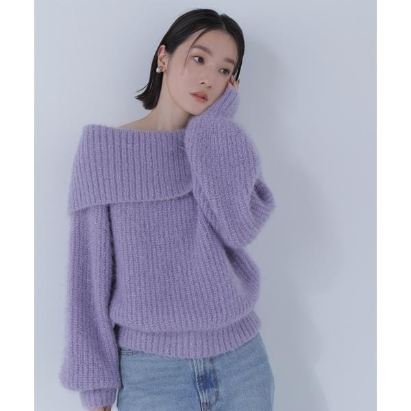 ナチュラルビューティーベーシック（NATURAL BEAUTY BASIC）/ヘアリーラメオフショルニット