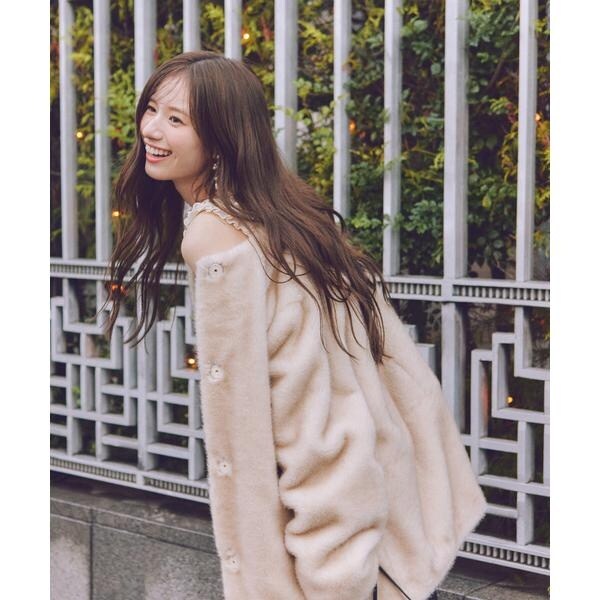 ナチュラルビューティーベーシック（NATURAL BEAUTY BASIC）/フェイクファーノーカラーハーフコート