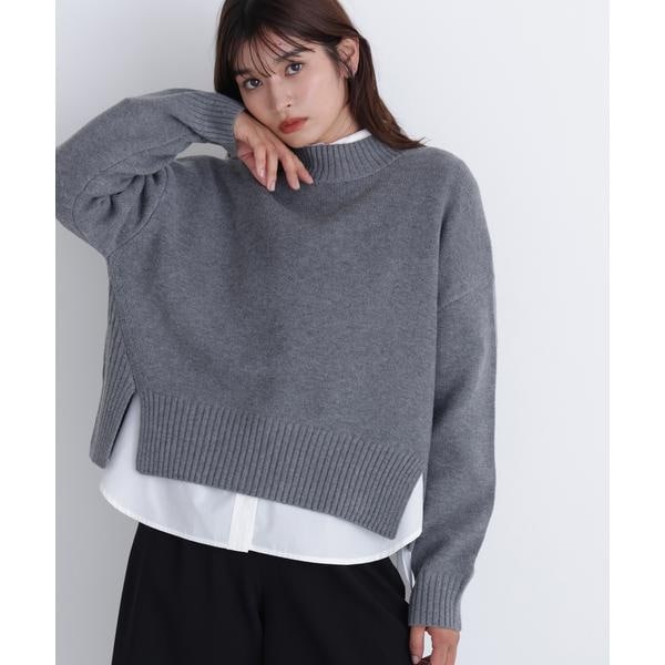 ナチュラルビューティーベーシック（NATURAL BEAUTY BASIC）/サイドスリットハイネックニット
