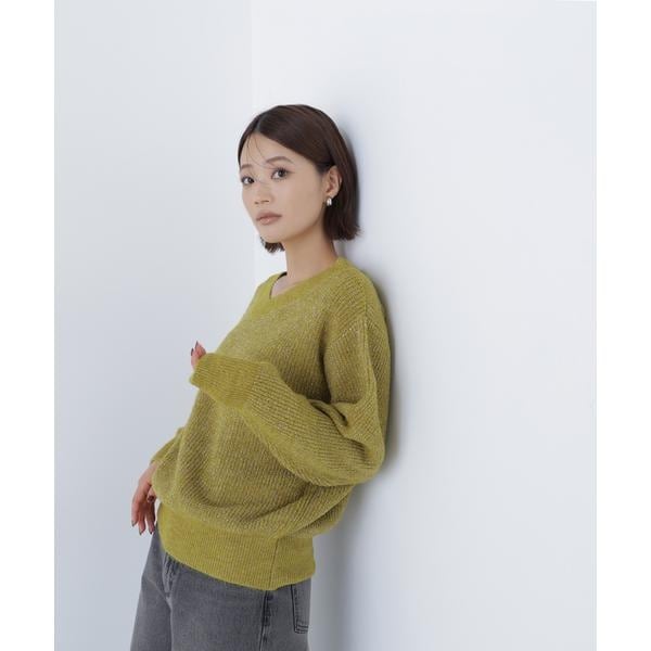 ナチュラルビューティーベーシック（NATURAL BEAUTY BASIC）/Vネックボクシーラメニット