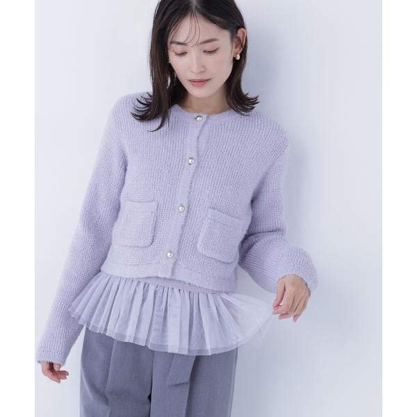 ナチュラルビューティーベーシック（NATURAL BEAUTY BASIC）/チュールペプラムニットアンサンブル