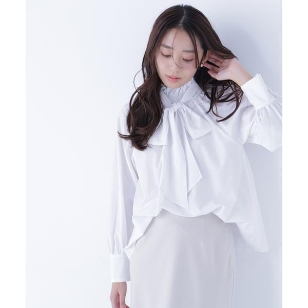 ナチュラルビューティーベーシック（NATURAL BEAUTY BASIC）/ハイネックリボンボウブラウス