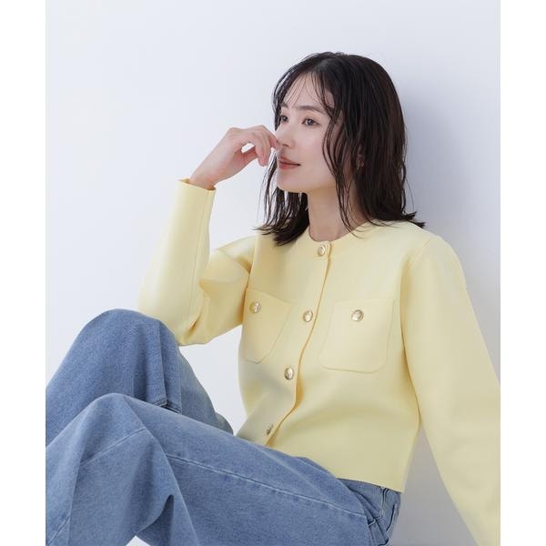 ナチュラルビューティーベーシック（NATURAL BEAUTY BASIC）/エンブレムボタンニットジャケット