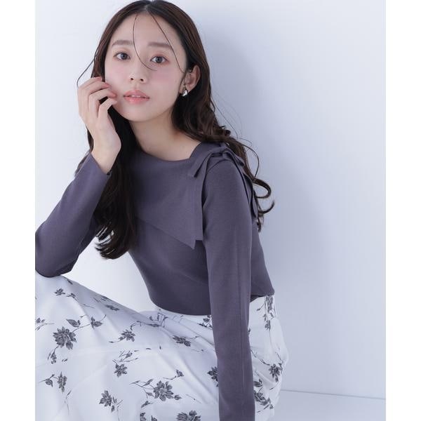 ナチュラルビューティーベーシック（NATURAL BEAUTY BASIC）/サイドリボンニット