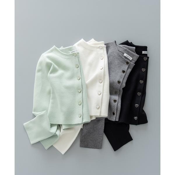 ナチュラルビューティーベーシック（NATURAL BEAUTY BASIC）/ハートボタンニットジャケット