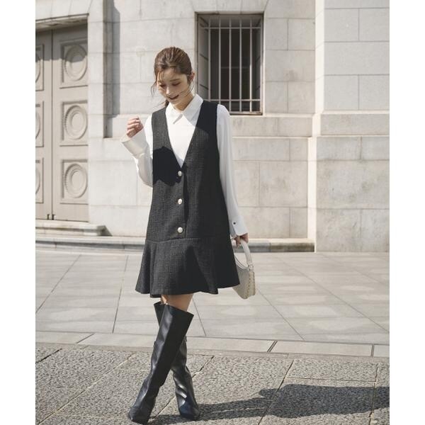 プロポーション ボディドレッシング（PROPORTION BODY DRESSING）/ラメ釦ツイードミニジャンスカ 25AW