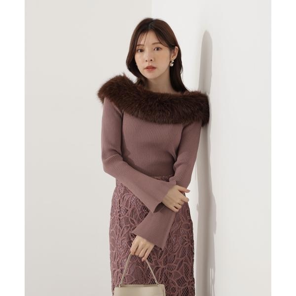 プロポーション ボディドレッシング（PROPORTION BODY DRESSING）/フェイクファー付きオフショルニット 25AW