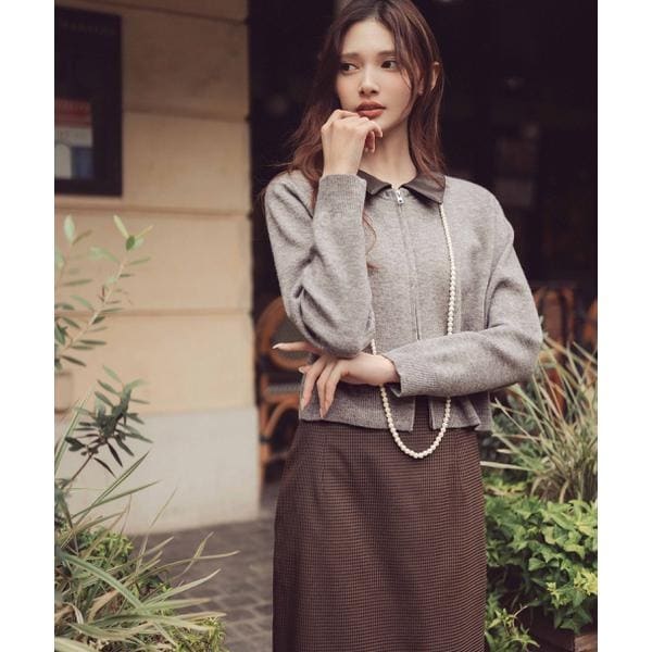 プロポーション ボディドレッシング（PROPORTION BODY DRESSING）/合皮カラー取り外しZIPニット 25AW