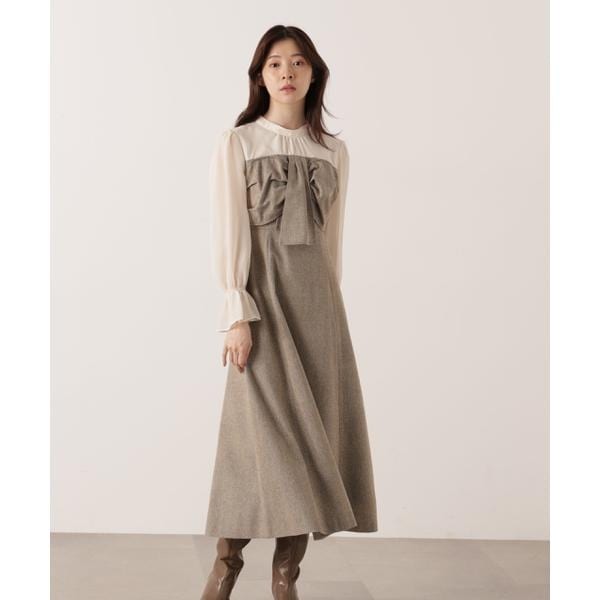 プロポーション ボディドレッシング（PROPORTION BODY DRESSING）/フロントリボンミックスドッキングワンピース 25AW