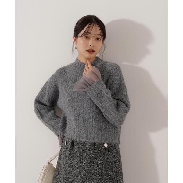 プロポーション ボディドレッシング（PROPORTION BODY DRESSING）/＜ウォッシャブル＞チュールスリーブボックスニット