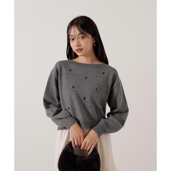 プロポーション ボディドレッシング（PROPORTION BODY DRESSING）/ビジュー付きボックスニット