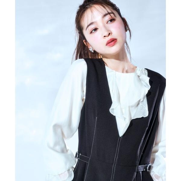 ジル バイ ジル スチュアート（JILL by JILL STUART）/短丈シアーフリルブラウス