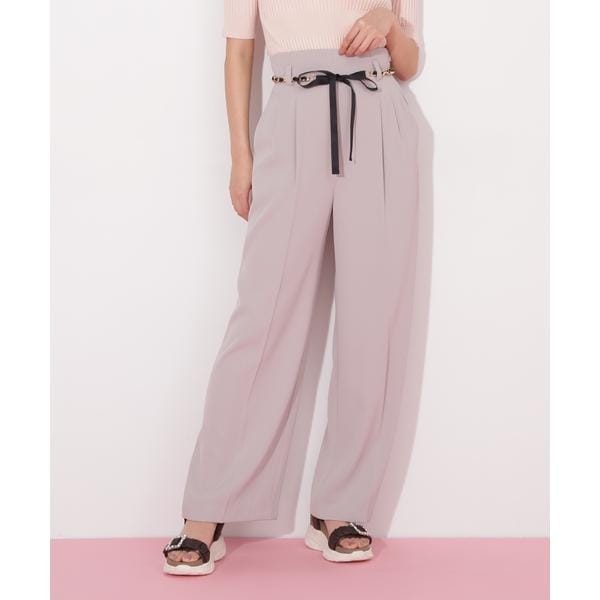 ジル バイ ジル スチュアート（JILL by JILL STUART）/チェーンリボンベルト付きワイドパンツ