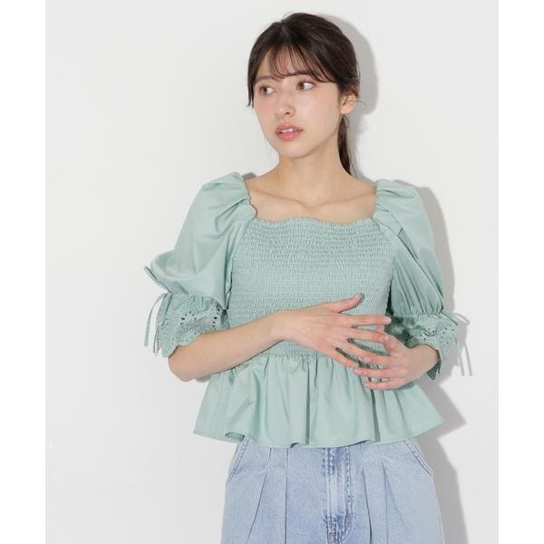 ジル バイ ジル スチュアート（JILL by JILL STUART）/エンブロイダリーパフブラウス