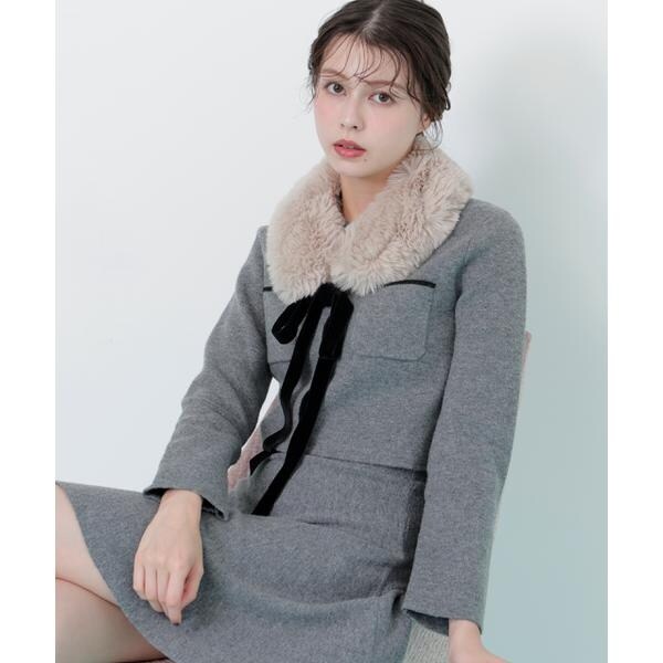 ジル バイ ジル スチュアート（JILL by JILL STUART）/ファーティッペットニットセットアップ