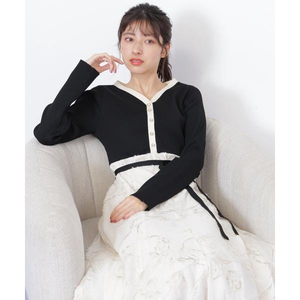 ジル バイ ジル スチュアート（JILL by JILL STUART）/モール刺繍ドッキングニットワンピース