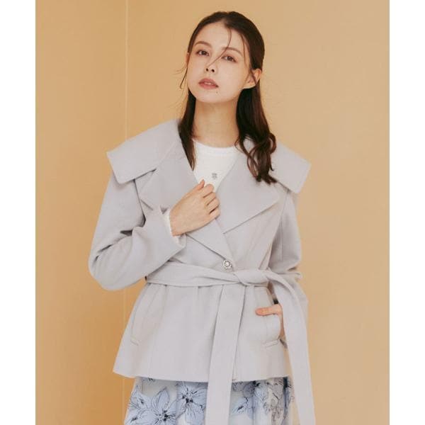 ジル バイ ジル スチュアート（JILL by JILL STUART）/ビジュー釦ビッグカラーショートコート