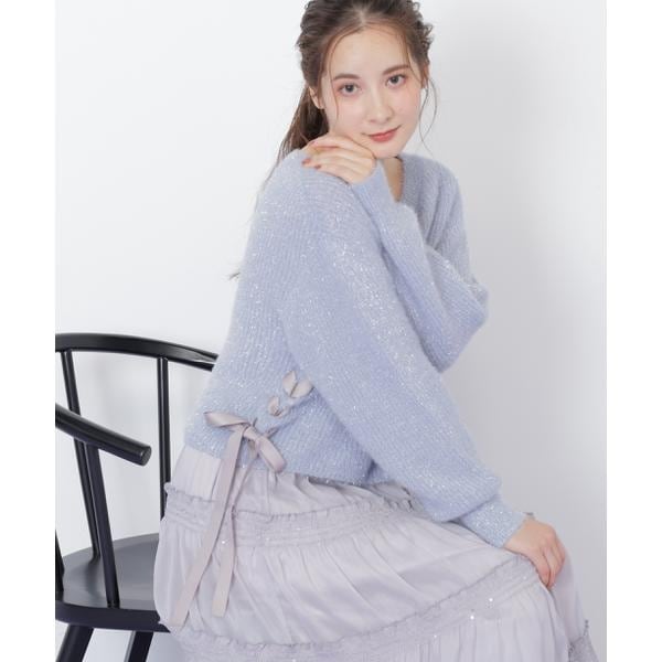 ジル バイ ジル スチュアート（JILL by JILL STUART）/サイドリボンフィルムフェザーニット