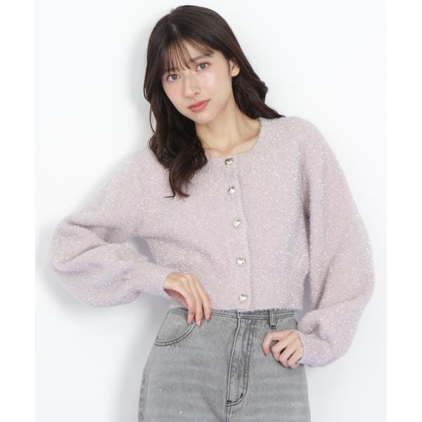 ジル バイ ジル スチュアート（JILL by JILL STUART）/ハートボタンラメフェザーカーディガン