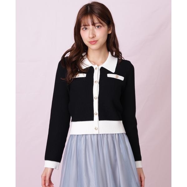 ジル バイ ジル スチュアート（JILL by JILL STUART）/バイカラー衿付きカーディガン