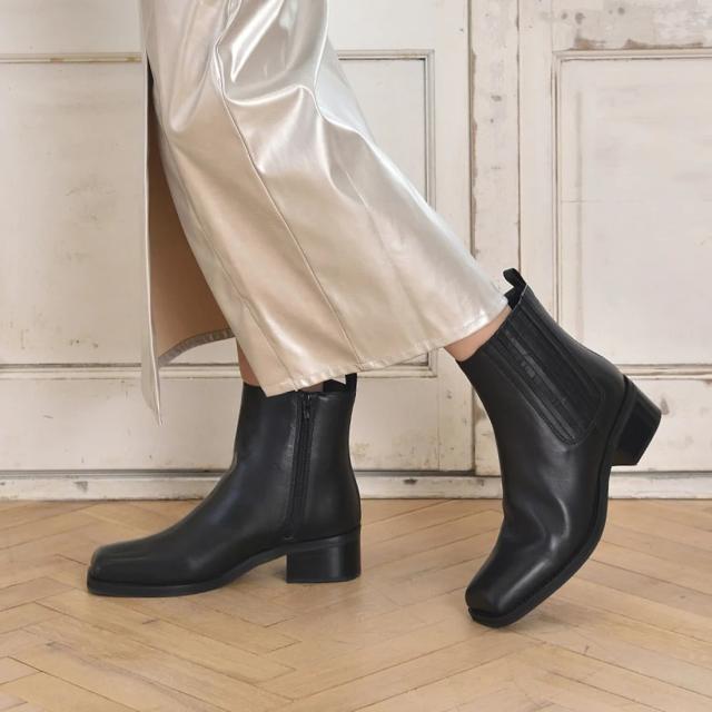 アルファ キュービック（ALPHA CUBIC）/【本革】スクエアトゥサイドゴアショートブーツ