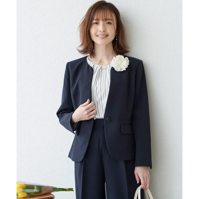 イッカ（ikka）/【洗濯機で洗える／フォーマル対応】ウォッシャブルキーネックジャケット【セットアップ対応】