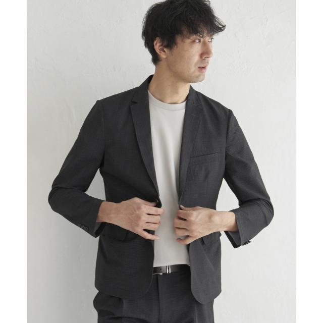 イッカ（ikka）/【セットアップ対応】ブラックドットサッカーライトジャケット