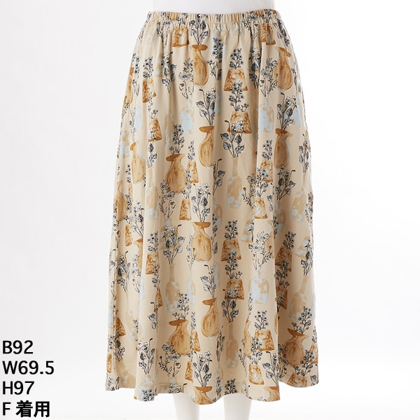 スーパーハッカフィーユ（super hakka feuille）/[15〜19号]ミニ裏毛フラワーベースプリントギャザースカート