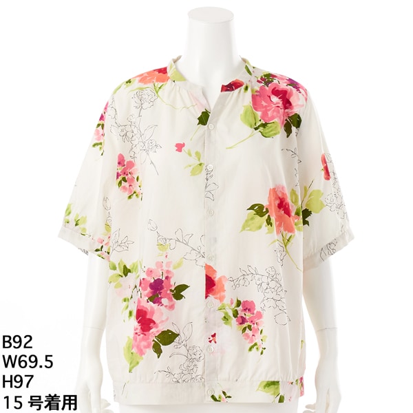 スーパーハッカフィーユ（super hakka feuille）/[15〜19号]コットンローンルシオール加工ブラーフラワープリントスキッパーブラ