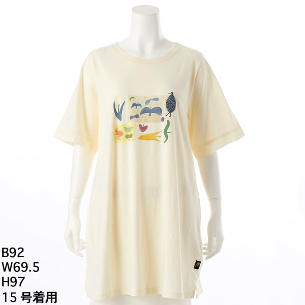 スーパーハッカフィーユ（super hakka feuille）/[15〜19号]SUPER HAKKA×reiko．matsuno 「とりとはな」プリントチュニック