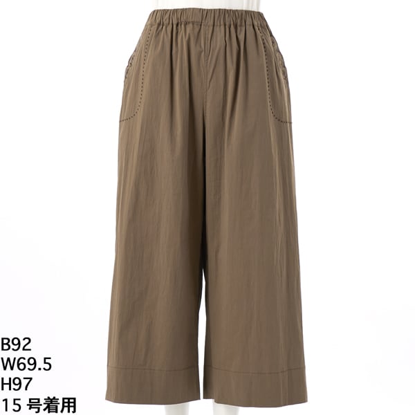スーパーハッカフィーユ（super hakka feuille）/[15〜 19号 ]コットンナイロンストレッチ スカラップ刺繍ワイドパンツ