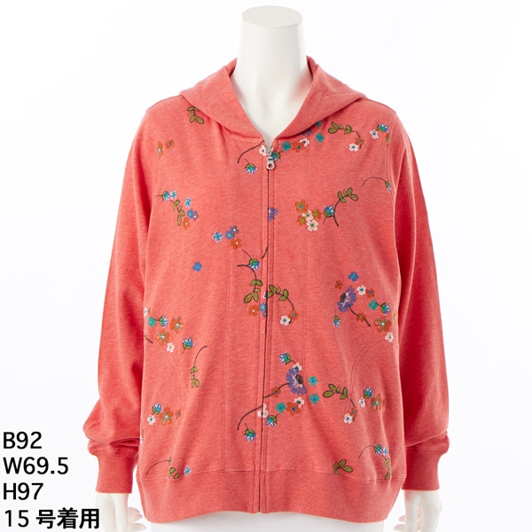 スーパーハッカフィーユ（super hakka feuille）/[15〜19号 ]タイニーフラワーワルツ刺繍裏毛フーディ