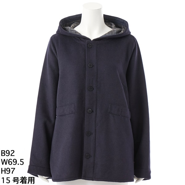 スーパーハッカフィーユ（super hakka feuille）/[15〜19号]ウールレーヨンダブルフェイスフーディコート