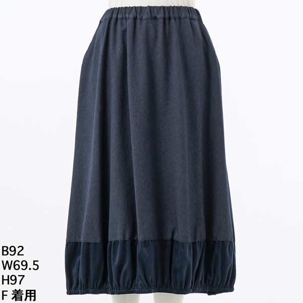 スーパーハッカフィーユ（super hakka feuille）/[15〜19号]ポリエステルツイルナチュラルストレッチ+ベロアストレッチバルーンスカート