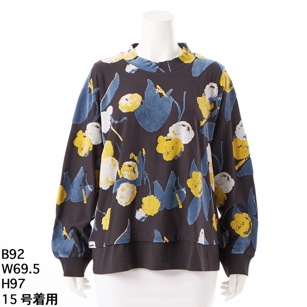 スーパーハッカフィーユ（super hakka feuille）/[15〜19号]フラッフィーフラワーベロアジャカードモックネックプルオーバー