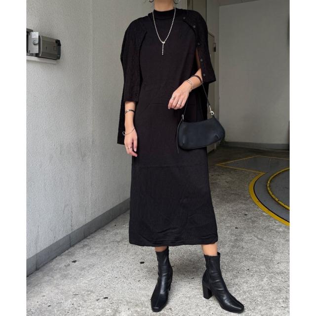 LBC（LBC）/【2点セット】透かし編みカーデセットニットワンピ