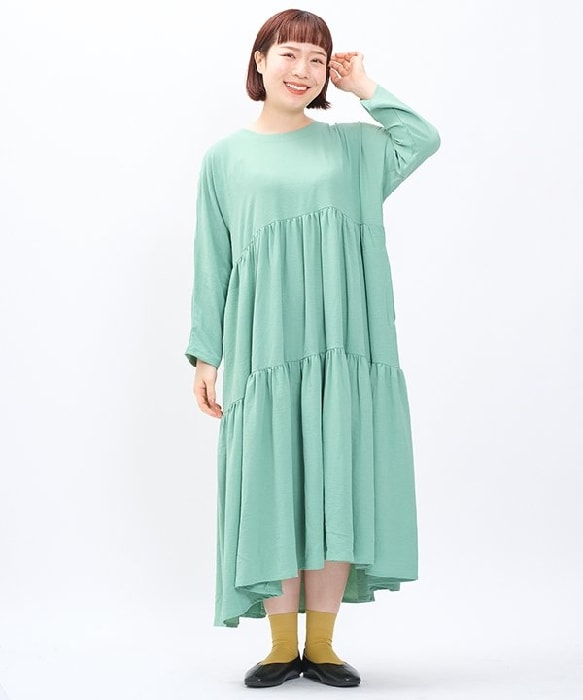 アズノゥアズオオラカ（AS KNOW AS olaca）/【大きいサイズ】さざなみ段ギャザ前後ＯＰ