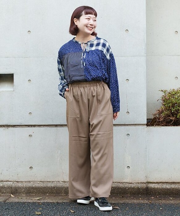 アズノゥアズオオラカ（AS KNOW AS olaca）/【大きいサイズ】変り織カチオンワイドＰＴ