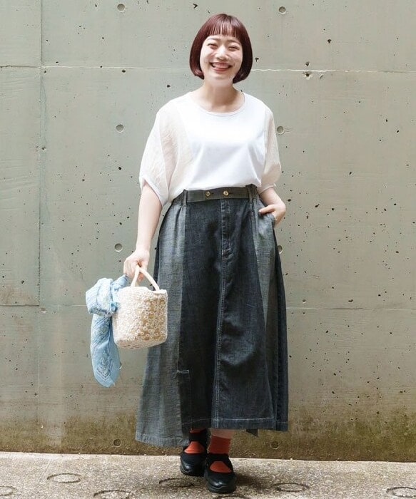 アズノゥアズオオラカ（AS KNOW AS olaca）/【大きいサイズ】デニムの裏側ＳＫ