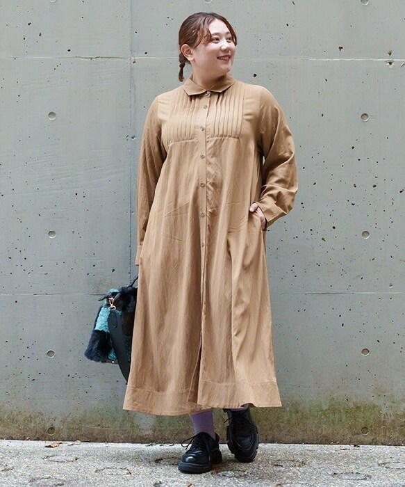 アズノゥアズオオラカ（AS KNOW AS olaca）/【大きいサイズ】丁寧タックのＳＨワンピ