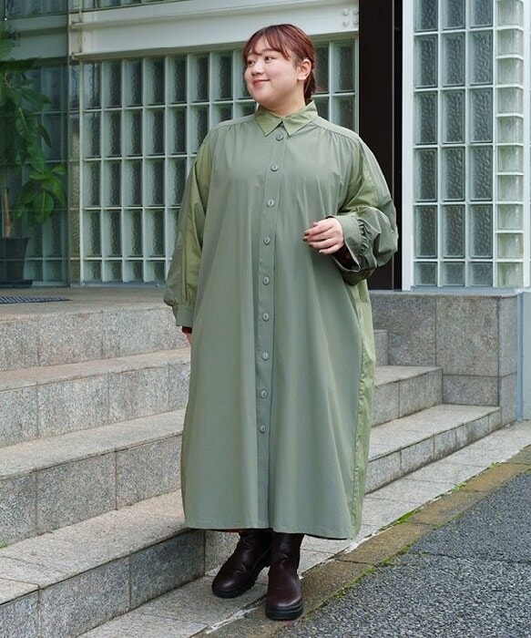 アズノゥアズオオラカ（AS KNOW AS olaca）/【大きいサイズ】ギャザシャカワンピ